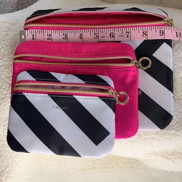 Trina Turk | Makeup | Trina Trio Of Cosmetic Cases Black White Pink ...